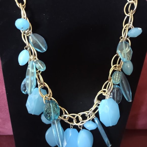 Jewelry | Teal And Gold Necklace | Poshmark